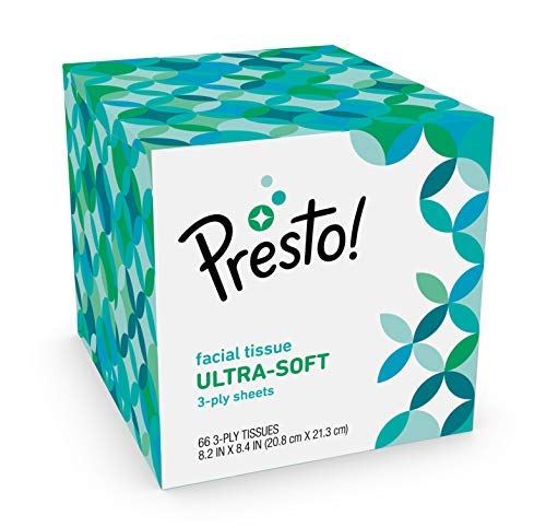 Presto Ultra 3-Ply Facial Tissue, 66CT Per Pack, 18 Packs