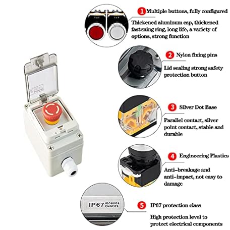 Mua Emergency Stop Button with Box Emergency Stop Switch with Plastic ...