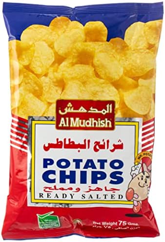 Al Mudhish Potato Chips Salted Crispy Chips1x75gm, Plain White, Family ...