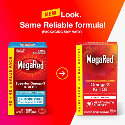 Megared 500mg Extra Strength Omega-3 Krill Oil (80 Count) | Pricepulse