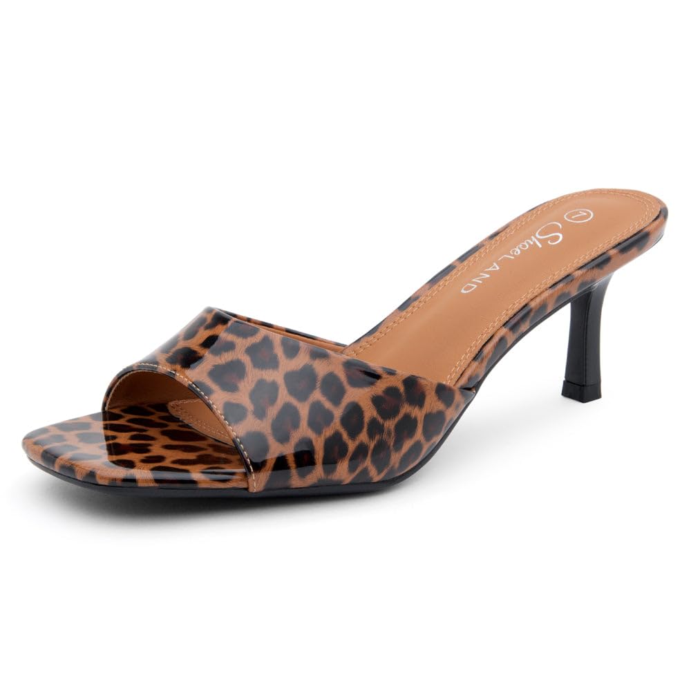Shoe Land Women's Low Heels Stiletto Heeled Slides, Open Toe One Band ...
