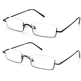Amazon.com: KoKoBin Half Reading Glasses - 2 Pairs Half Rim Metal Frame Glasses Spring Hinge ...