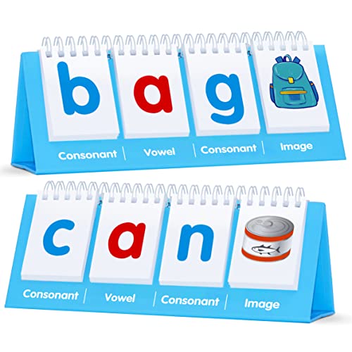 CVC Word Flip Chart, Double Sided Word Flip 40 Short Vowel Words ...