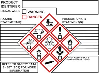 NEW GHS Label OSHA Chemical Secondary Label 4"x3" (200/Pack): Amazon ...