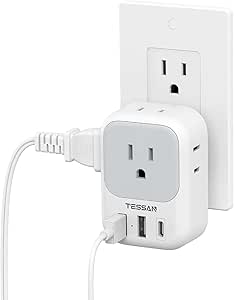 Amazon.com: USB Wall Charger, USB Plug Adapter Outlet Extender, TESSAN ...