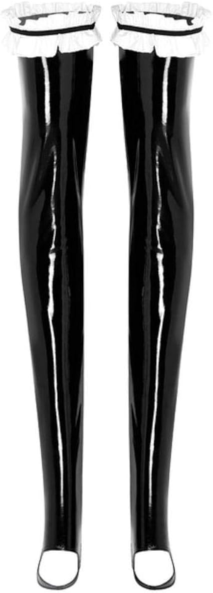 OPLKJ Damen Toeless Latex Oberschenkel Hohe Strümpfe Sexy Party Rave ...