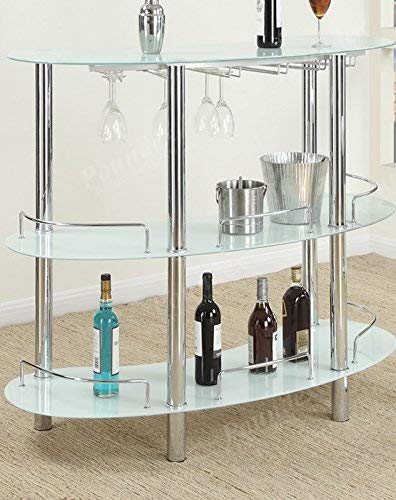 Amazon.com - Poundex Ada Tempered Glass Top/Metal Base w/Chrome Bar ...