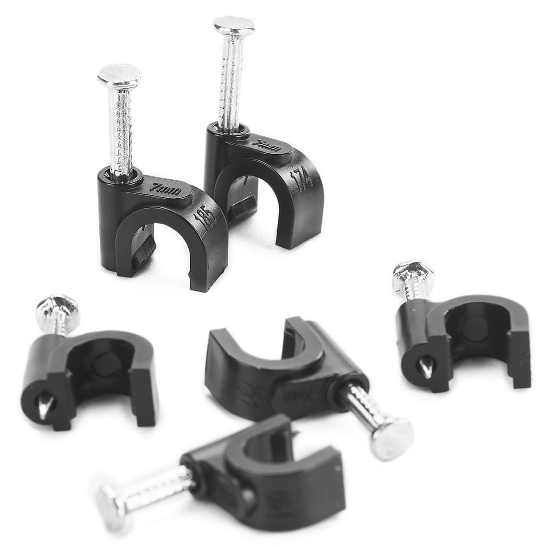 HS 7mm Ethernet Cat6 Cable Clips Clamps RG6 with Steel Nail (200 Pack ...