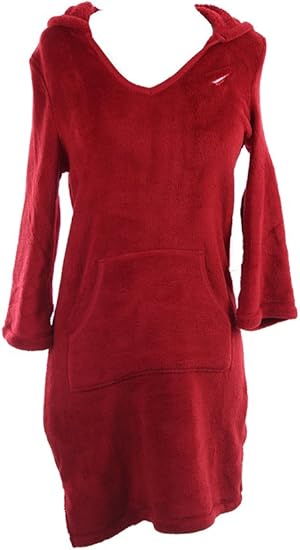 Nautica Sleepwear Women's Plush Hooded Lounger Robe, Jester Red, Medium ...