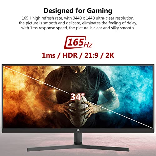 Z-Edge UG34W 34-inch Gaming Monitor, 165Hz Refresh Rate/1ms Response ...