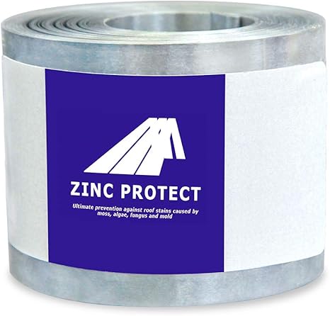 Zinc Protect - Roof Moss and Mildew Prevention Strip, 50ft zinc Strip ...