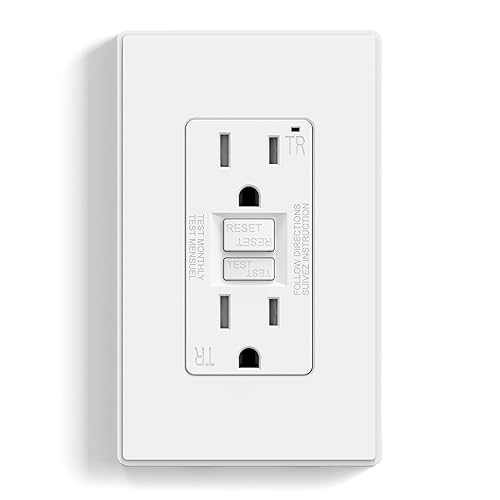 ELEGRP GFCI Outlet 15 Amp, Self-Test GFI Electrical Outlet with Thinner ...
