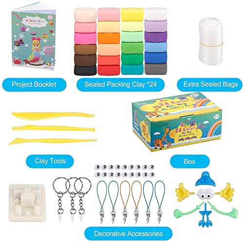 CiaraQ Modeling Clay Kit Air Dry Clay 24 Colors Soft & Ultra Light Safe ...