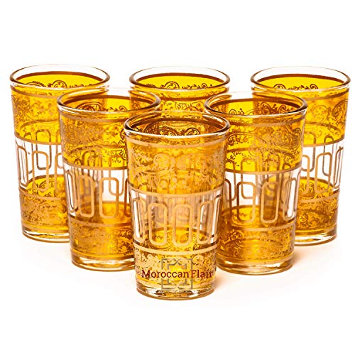 Mini Bellar Moroccan tea glasses - Set of 6-3" each (Yellow) - Moroccan ...