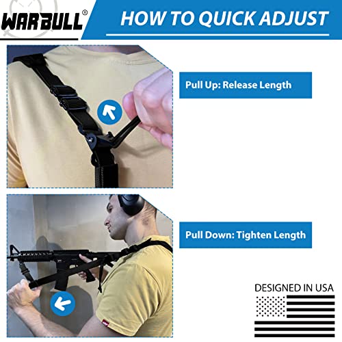 WarBull Tactical 2 Point Gun Sling Quick Adjust, Rifle Sling for ...
