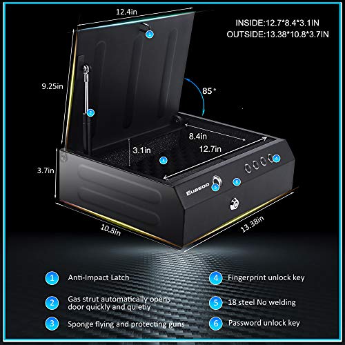 Gun Safe for Pistols with Fingerprint Digital Lock Key Quick Access ...