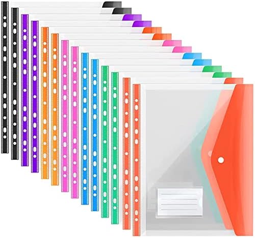 Supwell 14 Pack Expandable Punched Pockets A4 Plastic Wallets Document ...