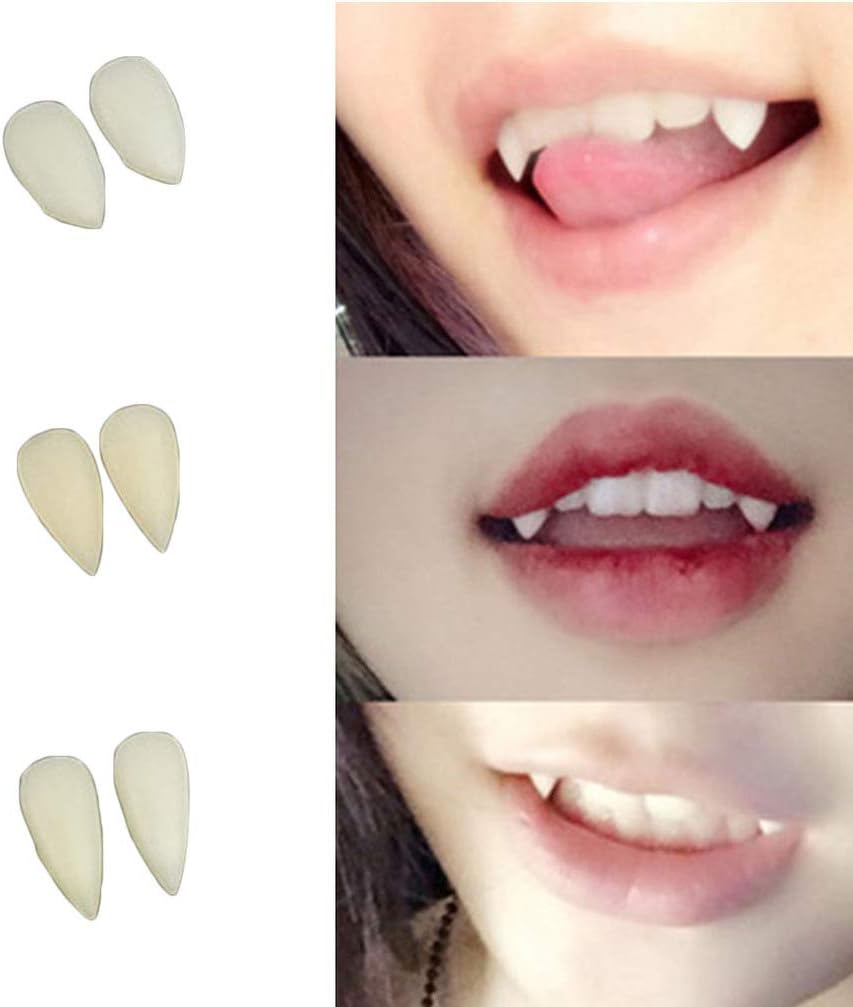 LIOOBO 3 Pairs Realistic Vampire Teeth Cosplay Werewolf Teeth Custom ...