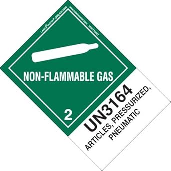 Labelmaster HSN7750ET Non-Flammable Gas Label, UN3164 Articles ...