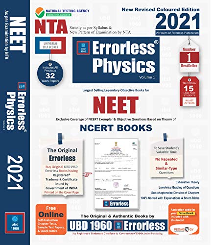 Buy UBD1960 Errorless Physics for NEET as per New Pattern by NTA New ...