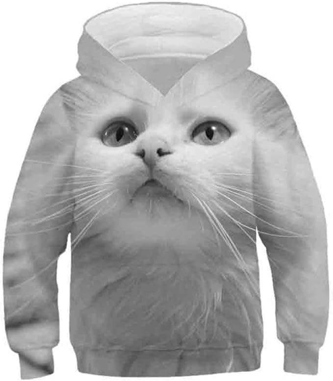 Pull À Capuche Unisexe 3D pour Enfant,Chat Animaux Survêtement Hauts ...