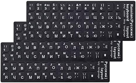 3 Pack Universal Russian Keyboard Alphabet Stickers, Black Background ...