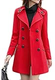 Amazon.com: Tanming Women's Winter Double Breasted Wool Blend Long Pea Coat with Hood: Clothing