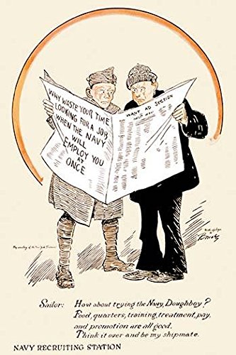 Mua US Navy recruitment poster showing a soldier and a sailor reading ...