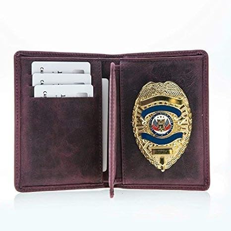 Amazon.com : Police Badge Wallet, All Leather, Fits Any Shape Badge ...