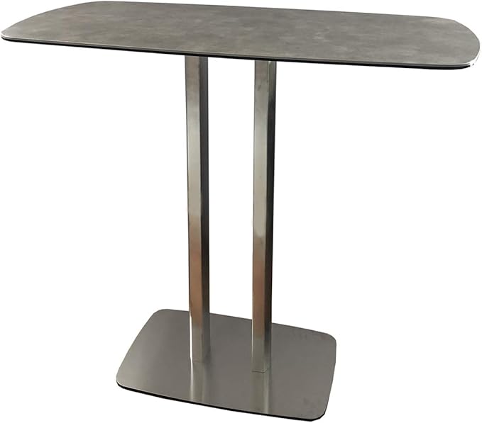 Meubletmoi Table Haute rectangulaire 120 cm Plateau céramique Gris et ...