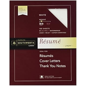 Amazon.com: Southworth 100% Cotton Resume Paper, White, 24 lbs, Wove, 8 ...