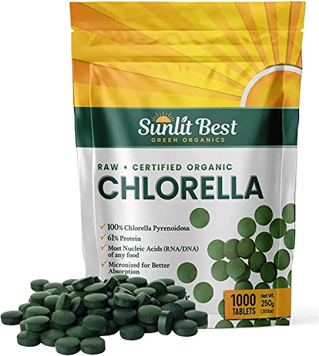 Sunlit Best USDA Organic Premium Chlorella Tablets 1000 Tabs | 100% ...