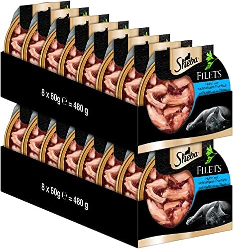 Sheba Chicken Fillets with Sustainable Tuna Wet Cat Food, 16 x 60 g ...