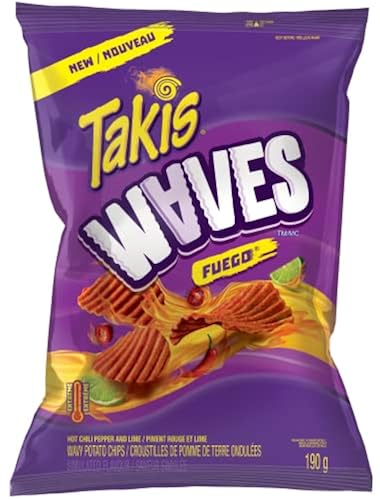 Takis Waves Fuego Spicy Chili Pepper and Lime Wavy Potato Chips, Thick ...