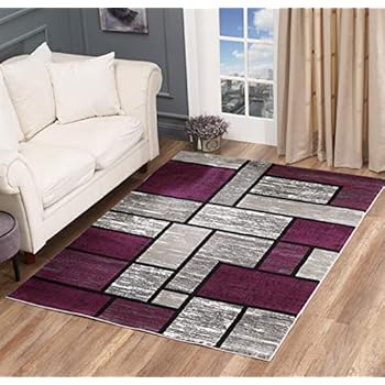 Amazon.com: Masada Rugs, Modern Contemporary Area Rug, Purple Grey ...