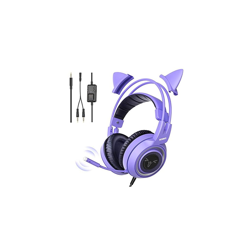 SOMIC G951S Purple Stereo Gaming Headset with Mic for PS4, PS5, Xbox ...