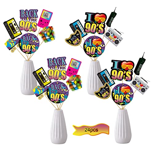24 Pieces 90s Party Decorations 1990s Centerpiece Sticks Party Supplies ...
