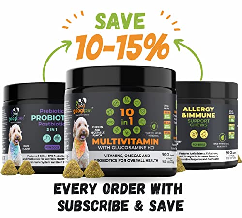 Googipet 10 in 1 Dog Multivitamin with Dog Probiotics for Gut Health, Dog Vitamins and ...