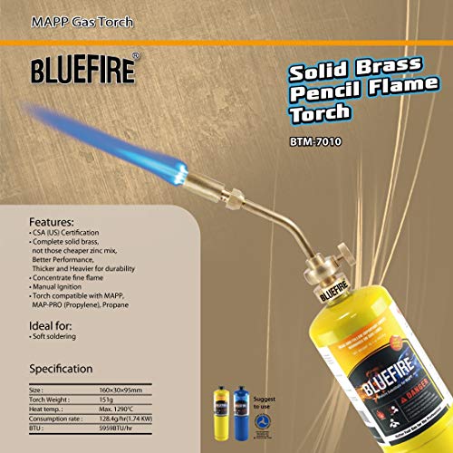 BLUEFIRE Solid Brass Pencil Flame Gas Welding Torch Head Nozzle ...