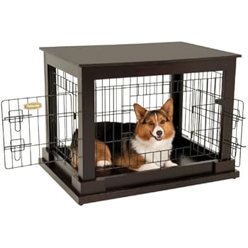 Amazon.com : Petmate 21830 Indoor Wooden Wire Pet Kennel, 30-Inch, Dark ...