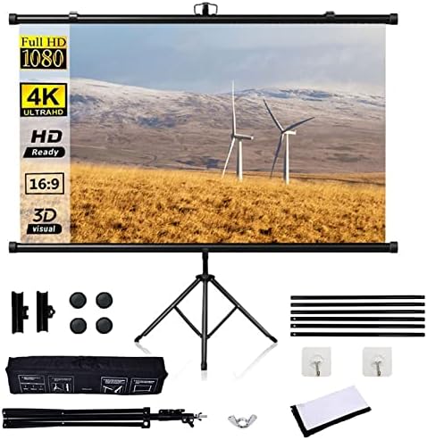 YSMY 84 Inch Projection Screen with Stand, 16:9 4K HD, Tripod Mount ...