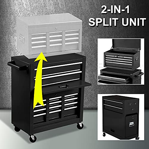 8-Drawer Big Rolling Tool Chest Organizers,High Capacity Removable Tool Storage Cabinet and Top ...