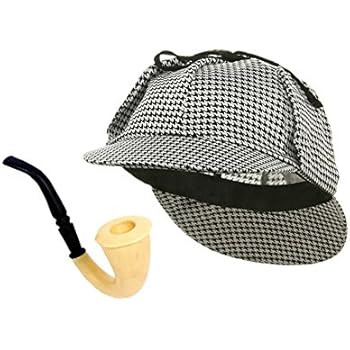 Amazon.com : Adult Sherlock Holmes Detective Sleuth Hat With Pipe ...