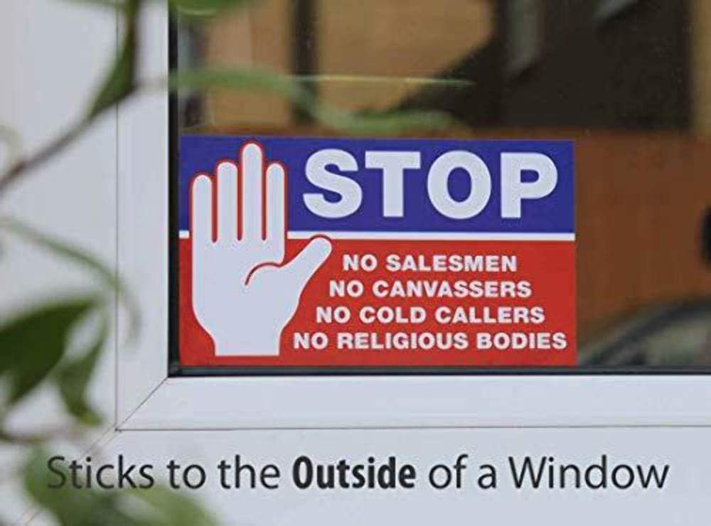 Stop Cold Calling Door Sticker - No Cold Callers - No Religious Groups ...