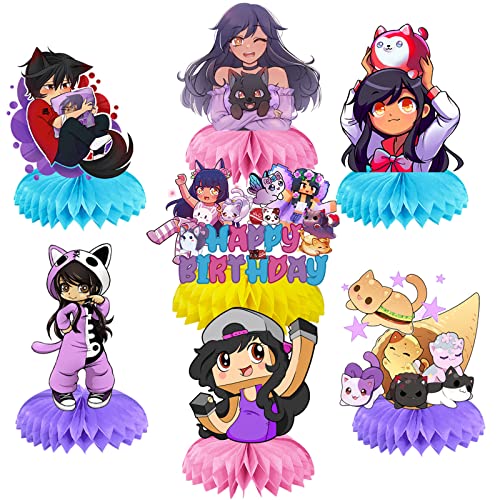 Aphmau Birthday Party Decorations, 7Pcs Aphmau Gaming Cat Theme Party ...