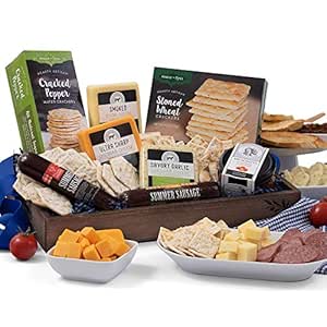 Gourmet Meat & Cheese Sampler Gift Basket - Deluxe Charcuterie Cheese ...