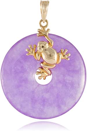 Amazon.com: Lavender Jade Frog Disc Pendant, 14k Gold: Jewelry
