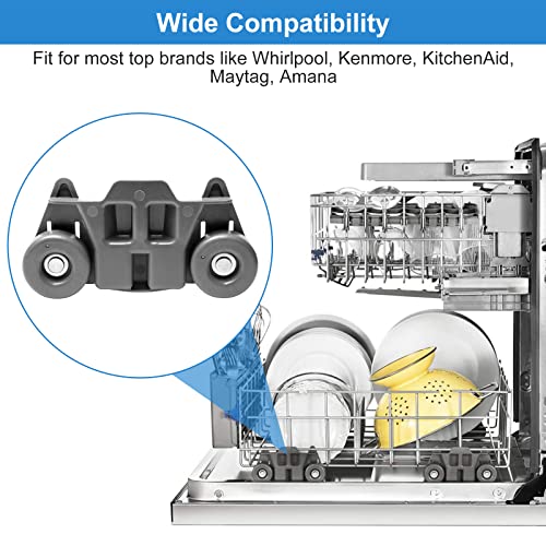 Upgraded W10195416V (Packs of 4) Dishwasher Wheels Lower Rack ...