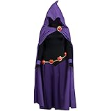 Amazon.com: Miccostumes Women's Raven Purple Cloak Black Jumpsuit ...