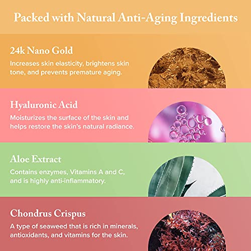 Keiko Glow 24K Gold Collagen Face Mask - Hydrogel Face Sheet Mask with ...